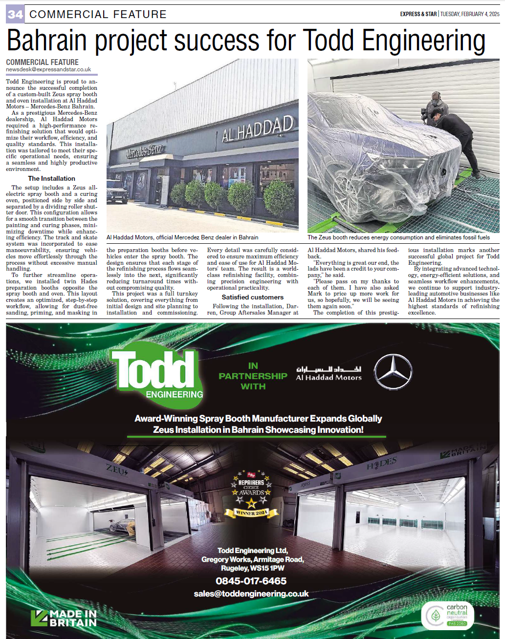 Project Success - Al Haddad Motors – Mercedes-Benz Bahrain | Todd Engineering | Spray Booth ...